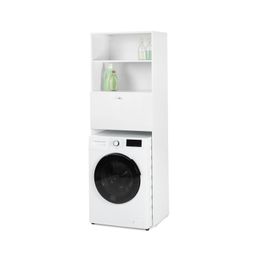 Tchibo - Waschmachinenschrank mit aufklappbarer Arbeitsfläche - 65x47x182,5cm - silber - Holz / Metall