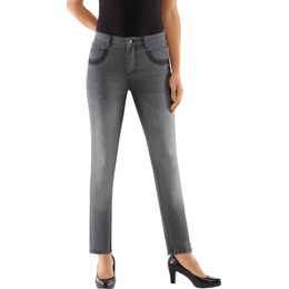 CR&Eacute;ATION L Damen R&ouml;hrenjeans mit Zipper an Ges&auml;&szlig;taschen grey-denim Gr&ouml;&szlig;e 19