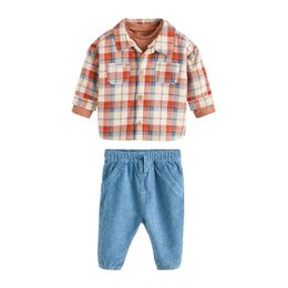 next Set: Hemd, Shirt und Hose Jungen Gr&ouml;&szlig;e 74 camel / ecru / navy / hellblau