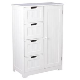 KADIMA DESIGN Badschrank im Landhausstil mit 4 Schubladen und Stauraum, MDF, wei&szlig; matt lackiert