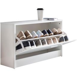 KADIMA DESIGN Holz-Schuhkipper in Weiß mit Ablage und 1 Fach, 80x47x24 cm – kompakt & funktional für den Flur