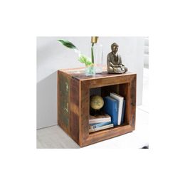 KADIMA DESIGN Quadratischer Beistelltisch Diana, 45x45x35 cm, Mango-Holz - Shabby-Chic & Stabil