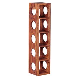 KADIMA DESIGN Weinregal NAKO Massivholz: 70x15x15 cm, 5 Ablagef&auml;cher, Wandmontage, Sheesham