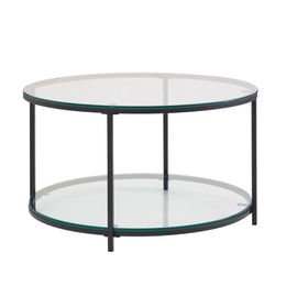 KADIMA DESIGN Couchtisch TREBBIA: Glas-Metall Mix, 2 Ablagen, 80x80x45 cm, Marmoroptik, stabil.