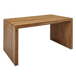 KADIMA DESIGN Schreibtisch TEKO: Massivholz Sheesham, 140x80 cm, Stauraum, abgerundete Ecken, stabil.