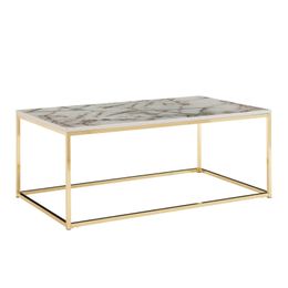 KADIMA DESIGN Couchtisch in Marmor-Optik mit Metallbeine, rechteckig, 100x60x40 cm - Serie MARBRIX