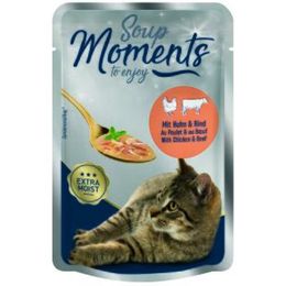 MOMENTS Soup Nassfutter Katze Adult, Huhn und Rind 48x40 g