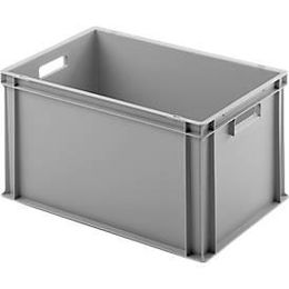 Ringoplast Kunststoffkasten Serie Unista L320, Durchfassgriffe, verrippter Boden, L 600 x B 400 x H 320 mm, grau