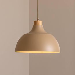 Envostar Hängeleuchte Kaitt, sandfarben, Ø 34 cm, Holzdetail