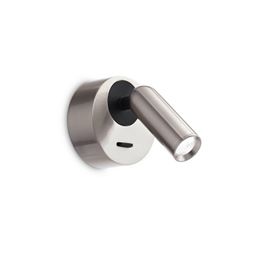 Ideal Lux LED-Wandstrahler Bean, Ø 7 cm, nickelfarben Metall