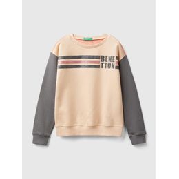 Benetton Sweatshirt in Orange/ Grau/ Beige - 19% | Größe 122 | Kinder-sweatshirts-jacken