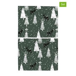Butter Kings 2er-Set: Tischsets "Deer in the forest" in Gr&uuml;n/ Schwarz - (L)35 x (B)45 cm - 13% |