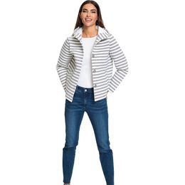 Heine Sweatjacke in Weiß/ Grau - 75% | Größe 44 | Damen-sweatshirts-jacken