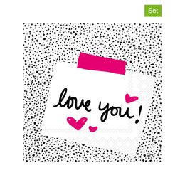 IHR 3er-Set: Servietten "Love Note" in Weiß/ Schwarz/ Pink - 3x 20 Stück - 40% |