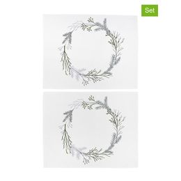 Butter Kings 2er-Set: Tischsets "Christmas twigs" in Wei&szlig;/ Gr&uuml;n/ Grau - (L)35 x (B)45 cm - 10% |