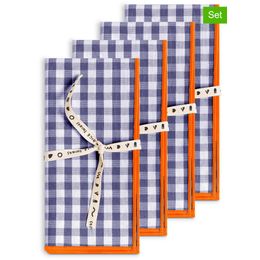 Really Nice Things 4er-Set: Servietten "Contrast Edge" in Blau - (B)40 x (H)40 cm - 30% |