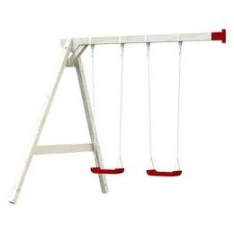 Doppelschaukel Palmako "Spielananlage Toby", beige (natur, rot), Schaukeln, KinderB:241cm H:215cm T:208cm, Holzwerkstoff, BxT: 241x208 cm, B:241cm H:215cm T:208cm