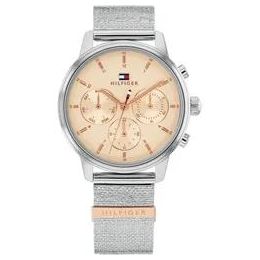 Multifunktionsuhr Tommy Hilfiger "BLAKE", silberfarben, beige, Armbanduhren, Damen, Quarzuhr, Armbanduhr, Damenuhr, Edelstahlarmband, analog