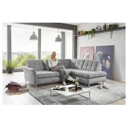 Ecksofa DIE PLANBAR "MP-IN20016 L-Form mit Kaltschaum-Polsterung", silber, B:242cm H:87cm T:116cm, 100% Polyester, Sofas, wahlweise mit Kopfstützen und Bettfunktion, mit Kaltschaum-Polsterung