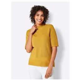 Kaschmirpullover CREATION L PREMIUM "Kaschmir-Pullover", Damen, Gr. 44/46, gelb (ocker), 100% Kaschmir, unifarben, Pullover