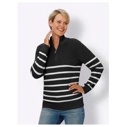 Classic Dog Strickpullover CLASSIC "Langarm-Pullover", Damen, Gr. 38, schwarz (schwarz, ecru, geringelt), 100% Baumwolle, gemustert, gestreift, mehrfarbig, Langarm, Pullover