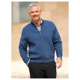 Strickjacke Marco Donati, Herren, Gr. 48, blau (jeansblau), 68% Polyacryl, 29% Wolle, 2% Polyester, 1% Elasthan, unifarben, Strickjacken
