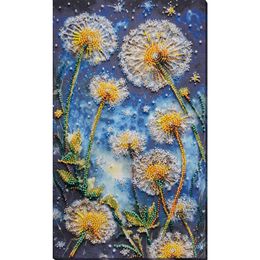 buttinette Perlen-Stickbild "Pusteblume & Sterne", 17 x 29 cm