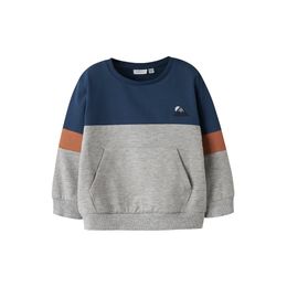 name it Sweatshirt 'NMMODIE' Jungen Größe 122/128 nachtblau / karamell / graumeliert