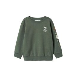 name it Sweatshirt 'NMMOLAF' Jungen Größe 98 dunkelgrün / weiß