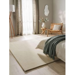 benuta Nest Wollteppich Bent Cream 70x140 cm - Naturfaserteppich aus Wolle