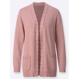 WITT Damen Strickjacke mit aufgesetzten Taschen, rosenholz-ecru-meliert, Gr&ouml;&szlig;e 44
