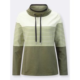 WITT Damen Sweatshirt mit Taschen, schilf-ecru-geringelt, Gr&ouml;&szlig;e 42