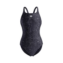 arena Badeanzug 'RIBBED PRO BACK' Damen Gr&ouml;&szlig;e XL grau / schwarz / wei&szlig;