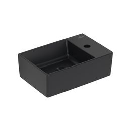 Villeroy & Boch V&B Handwaschbecken Memento 2.0 40x26cm, m Hahnl., o. &Uuml;L, P black C-plus ; Villeroy & Boch (43234GR7)