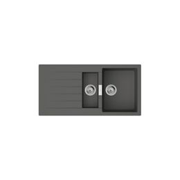 Hansgrohe Einbausp&uuml;le S520 m Tropffl, 980x480mm, 2 Beck., steingrau (43357290)