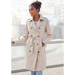 Lascana Trenchcoat mit Passe, pflegeleichter Materialmix beige 34 34 Mit Gürtel und verstellbaren Riegeln an den Ärmeln