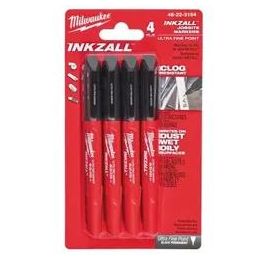 Milwaukee InkzallTM Feine Marker | Set 4-teilig | schwarz