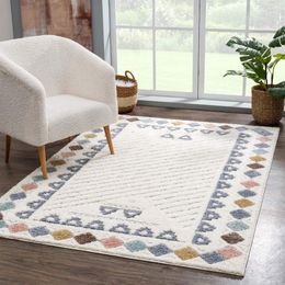 Hochflor-Teppich Carpet City "Focus 3034", bunt (mehrfarbig), B:160cm H:20mm L:230cm, Polypropylen, Teppiche, Läufer, Boho, Hochtief-Muster/ 3D-Effekt, für Wohnzimmer, Schlafzimmer