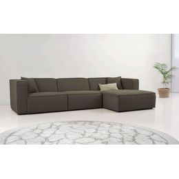 Ecksofa OTTO HOME "Tammie", braun (schwarz braun), B:312cm H:73cm T:154cm, 100% Polyester, Sofas, Ecksofa, Breite 312 cm, Webstoff fein, bodentief, mit Wellenunterfederung