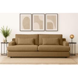 Big-Sofa Home Affaire, B:237cm H:82cm T:109cmcaramel, 95%Polyester, 5%Polyamide, Sofas, "Evelle 3 Sitzer Maxi", 237 cm, tiefe Sitzfläche,