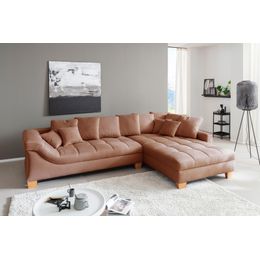 Ecksofa MR. COUCH, B:339cm H:93cm T:222cmmiami 9 ginger, 90% Polyester / 10% Nylon, Wohnzimmer, Sofas, "Bologna, L-Form, mit Holzfüßen", wahlweise