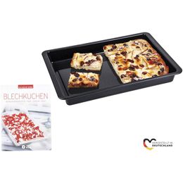 Backblech CHG "Emaille - inkl. Backbuch", schwarz, B:29cm T:42cm, Emaille, Stahlblech, Backbleche, Backbuch mit tollen Rezeptideen, Made in Germany