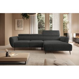 Ecksofa WERK2 "Alisson, mit elektrischer Sitztiefenverstellung, L-Form, Breite 277 cm", grau (anthrazit), B:277cm H:76cm T:174cm, 90% Polyester, 10% Nylon, Sofas, Ecksofa, Alisson &ndash; flexibler Komfort mit modernem Design und smarten Details., Topseller
