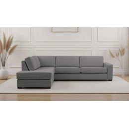 Ecksofa Home Affaire "Branwell", grau, B:304cm H:86cm T:227cm, 100% Polyester, Sofas, Ecksofa, Breite 304 cm, Struktur fein, mit Wellenunterfederung