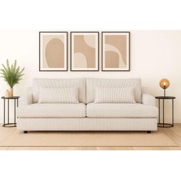 Big-Sofa Home Affaire, B:237cm H:82cm T:109cmcream, 92% Polyester, 8% Nylon, Sofas, "Evelle 3 Sitzer Maxi", 237 cm, tiefe Sitzfläche,