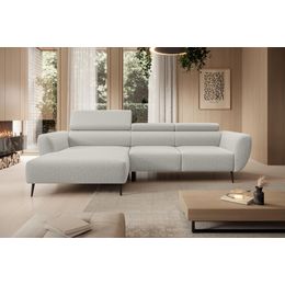 Ecksofa WERK2, B:277cm H:76cm T:174cmnatur, 92% Polyester, 8% Nylon, Wohnzimmer, Sofas, "Alisson, mit elektrischer Sitztiefenverstellung, L-Form,