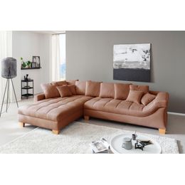 Ecksofa MR. COUCH, B:339cm H:93cm T:222cmmiami 9 ginger, 90% Polyester / 10% Nylon, Wohnzimmer, Sofas, "Bologna, L-Form, mit Kaltschaum", bis 140 kg