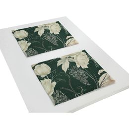 Platzset Adam "Eden" Gr. 1, grün (dunkelgrün, natur), B:40cm L:30cm, Obermaterial: 100% Baumwolle, Platzsets, GOTS organic,zertifiziert durch CERES 0242Made in Germany