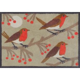 Fußmatte TURTLE MAT "Red Robins", bunt, B:60cm H:9mm L:85cm, Baumwolle, Teppiche, waschbar und trocknergeeignet