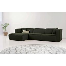 Ecksofa OTTO HOME "Tammie", gr&uuml;n (khaki), B:312cm H:73cm T:154cm, 100% Polyester, Sofas, Ecksofa, Breite 312 cm, Webstoff fein, bodentief, mit Wellenunterfederung